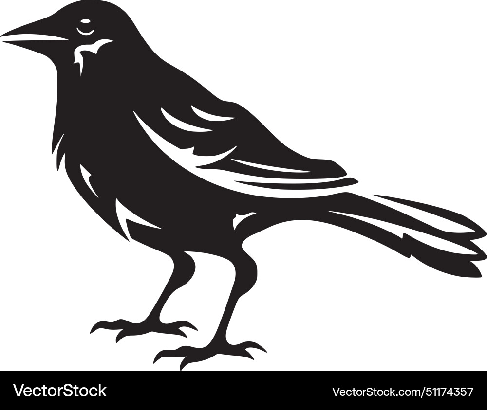 Crow - minimalist and flat logo Royalty Free Vector Image