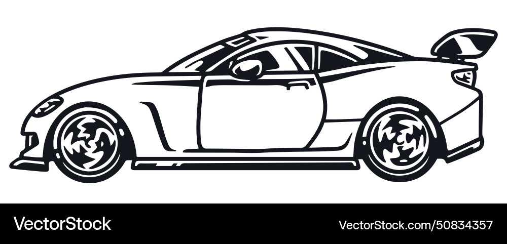 Fast car vintage emblem monochrome Royalty Free Vector Image