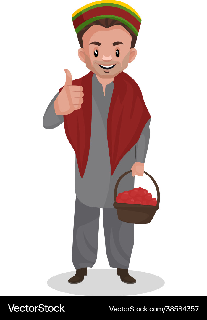 Kashmiri man cartoon character Royalty Free Vector Image