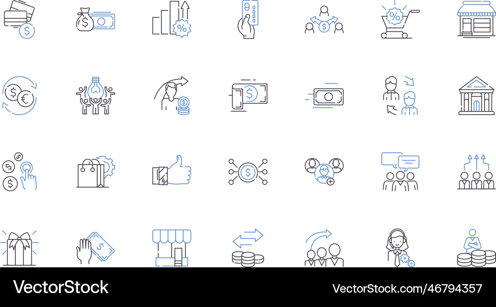 Market control line icons collection monopoly Vector Image