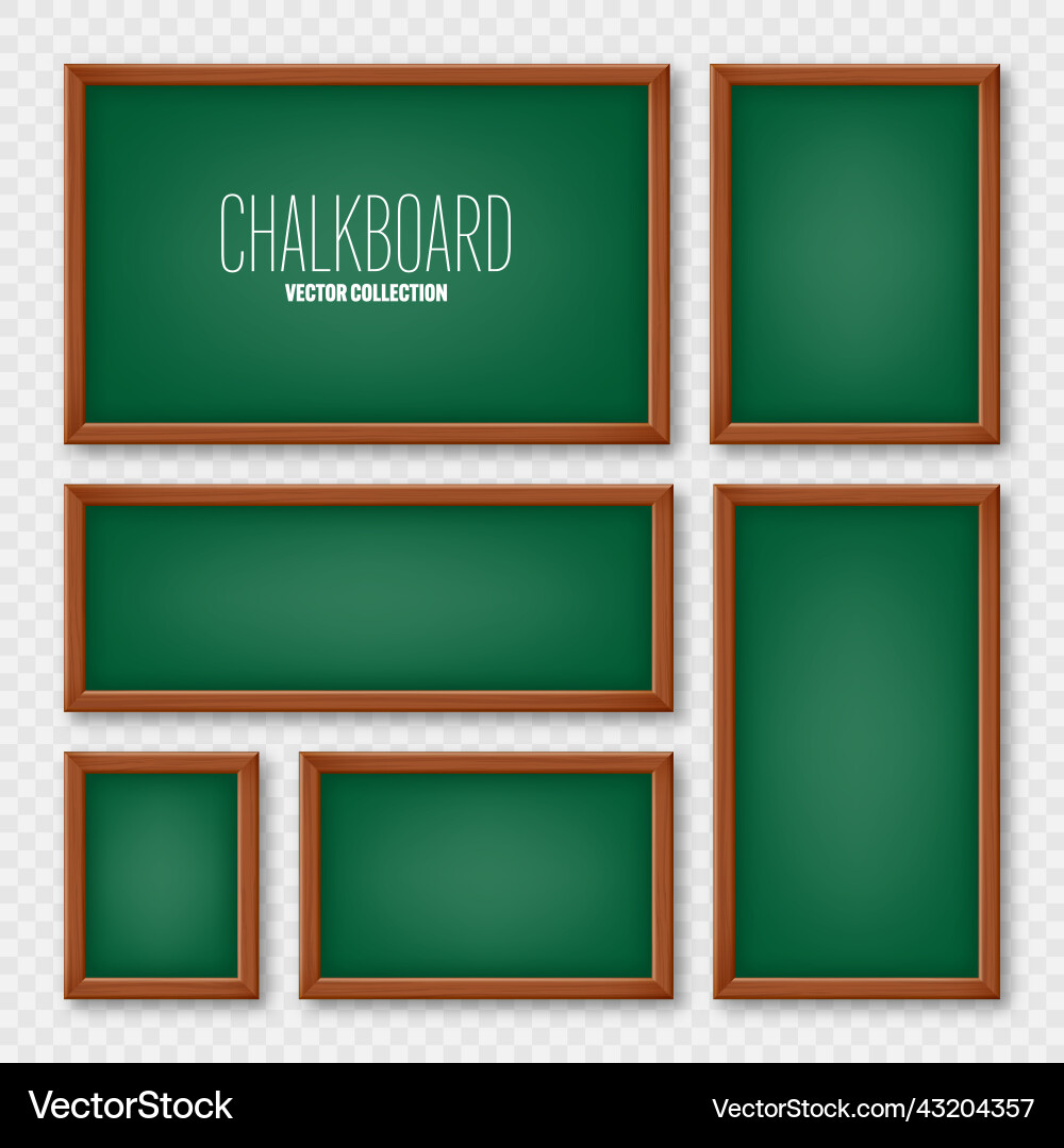 Realistic various chalkboards in a wooden frame Vector Image