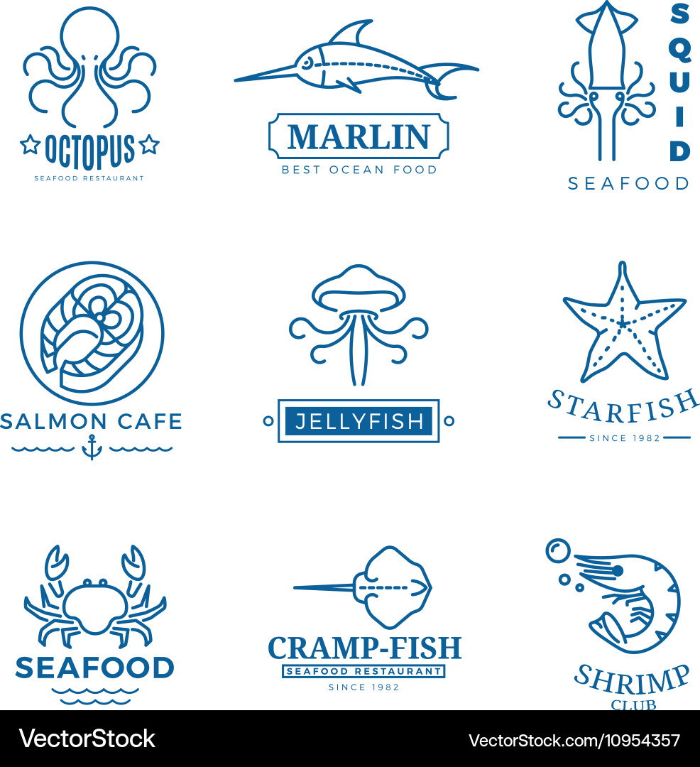 Seafood Labels & Emblems Royalty Free Vector Image