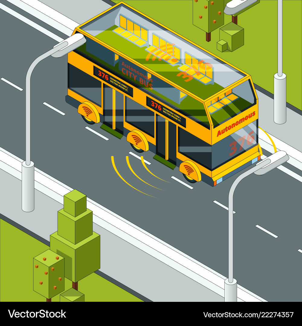 Self driving car autonomous vehicle at road Vector Image
