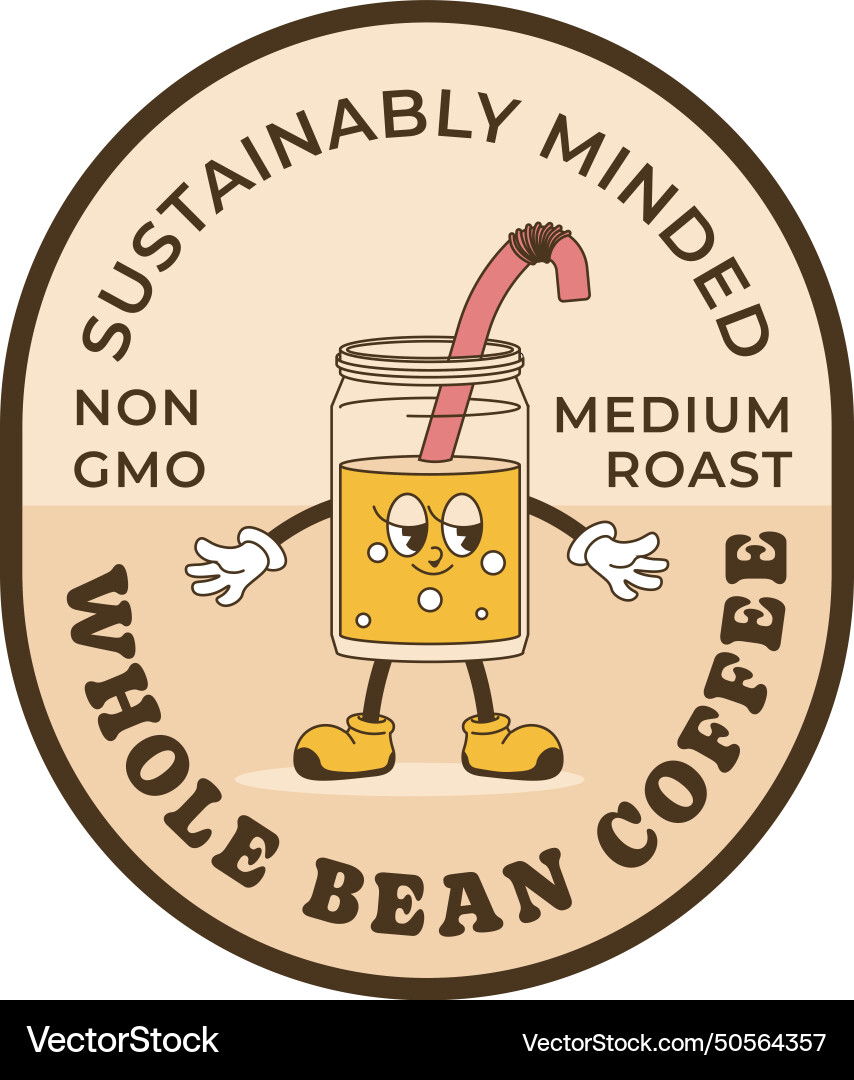 Sustainably minded medium roast whole bean coffee Vector Image