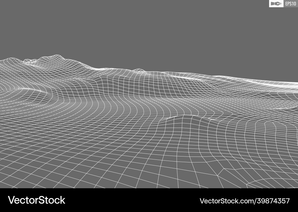 Wireframe landscape on white background abstract Vector Image