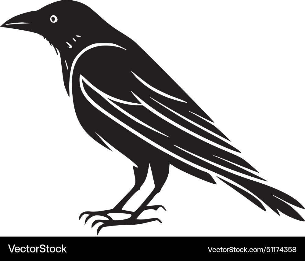 Crow - minimalist and flat logo Royalty Free Vector Image