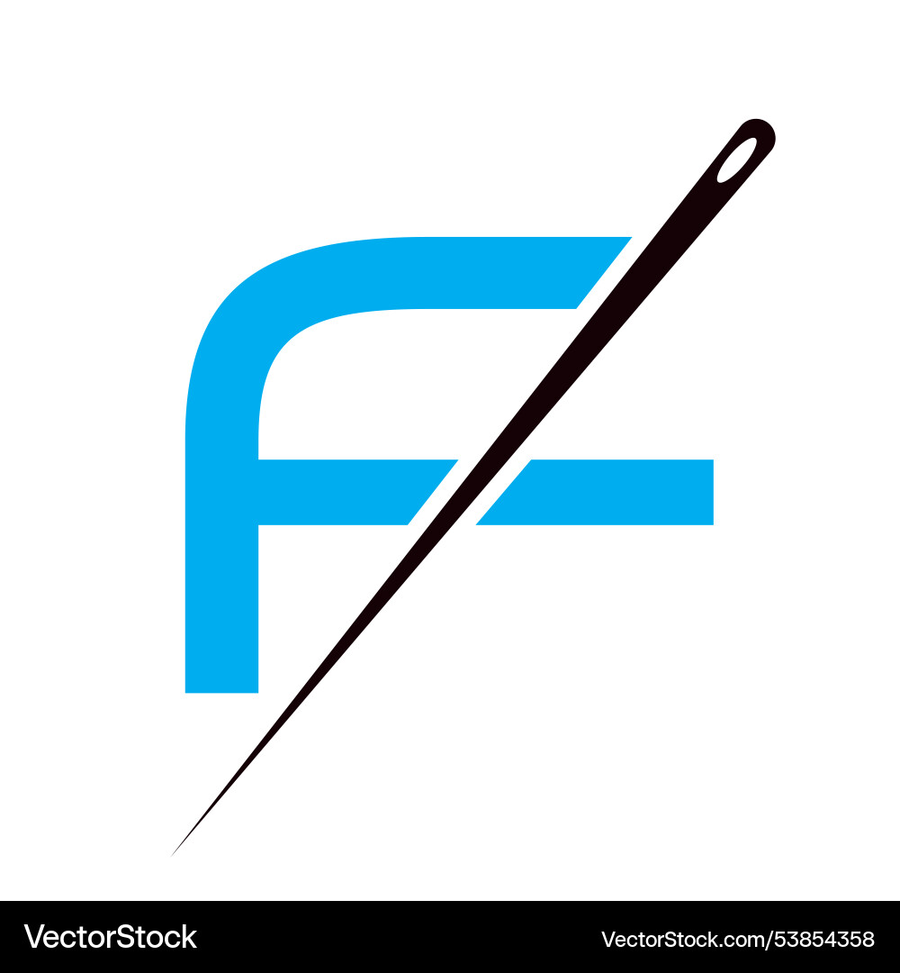 Letter f tailor sewing needle logo design concept Vector Image