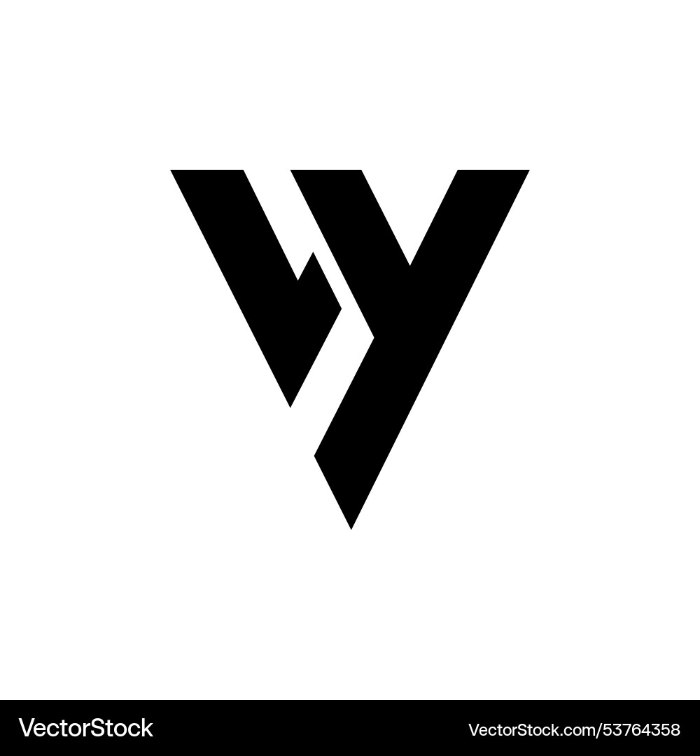 Letter wv or ly modern triangle shapes alphabet Vector Image