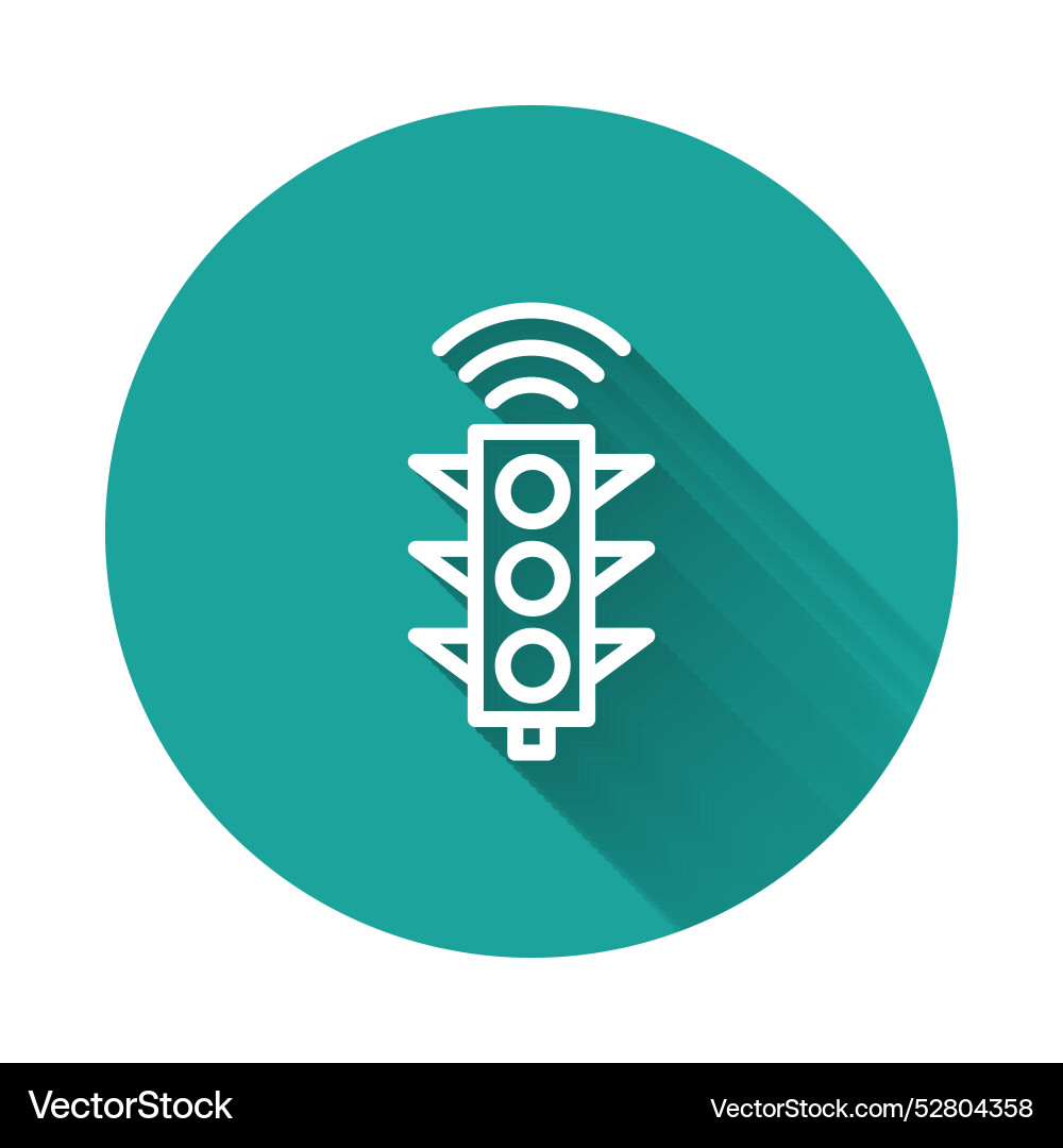 White line smart traffic light system icon Vector Image