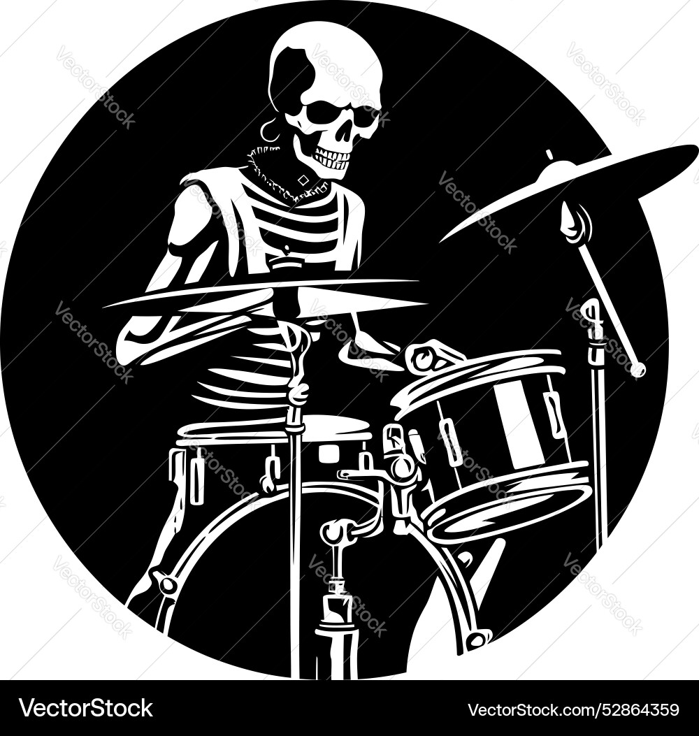 Cadaver cadence musician emblem design skeletal Vector Image
