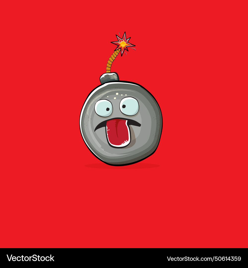 Cartoon burning bomb characters isolated on red Vector Image