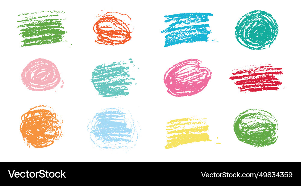 Chalk texture color stain set hand drawn Vector Image