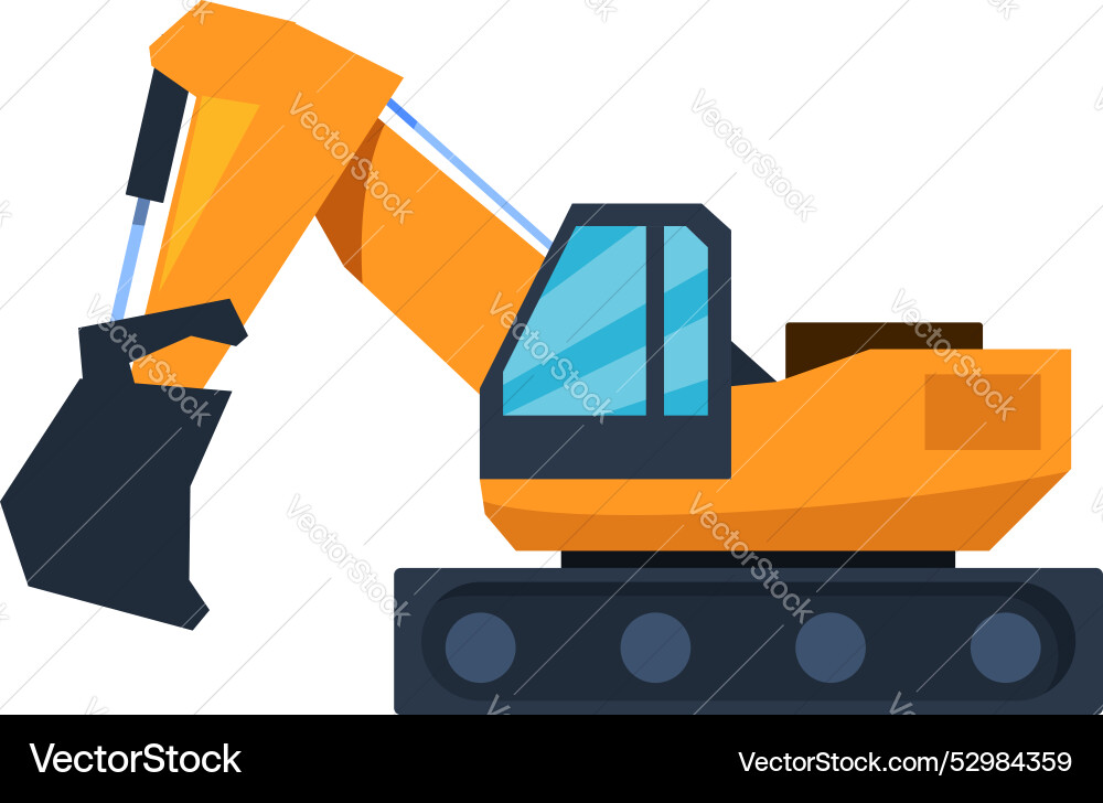 Excavator is digging on a construction site Vector Image