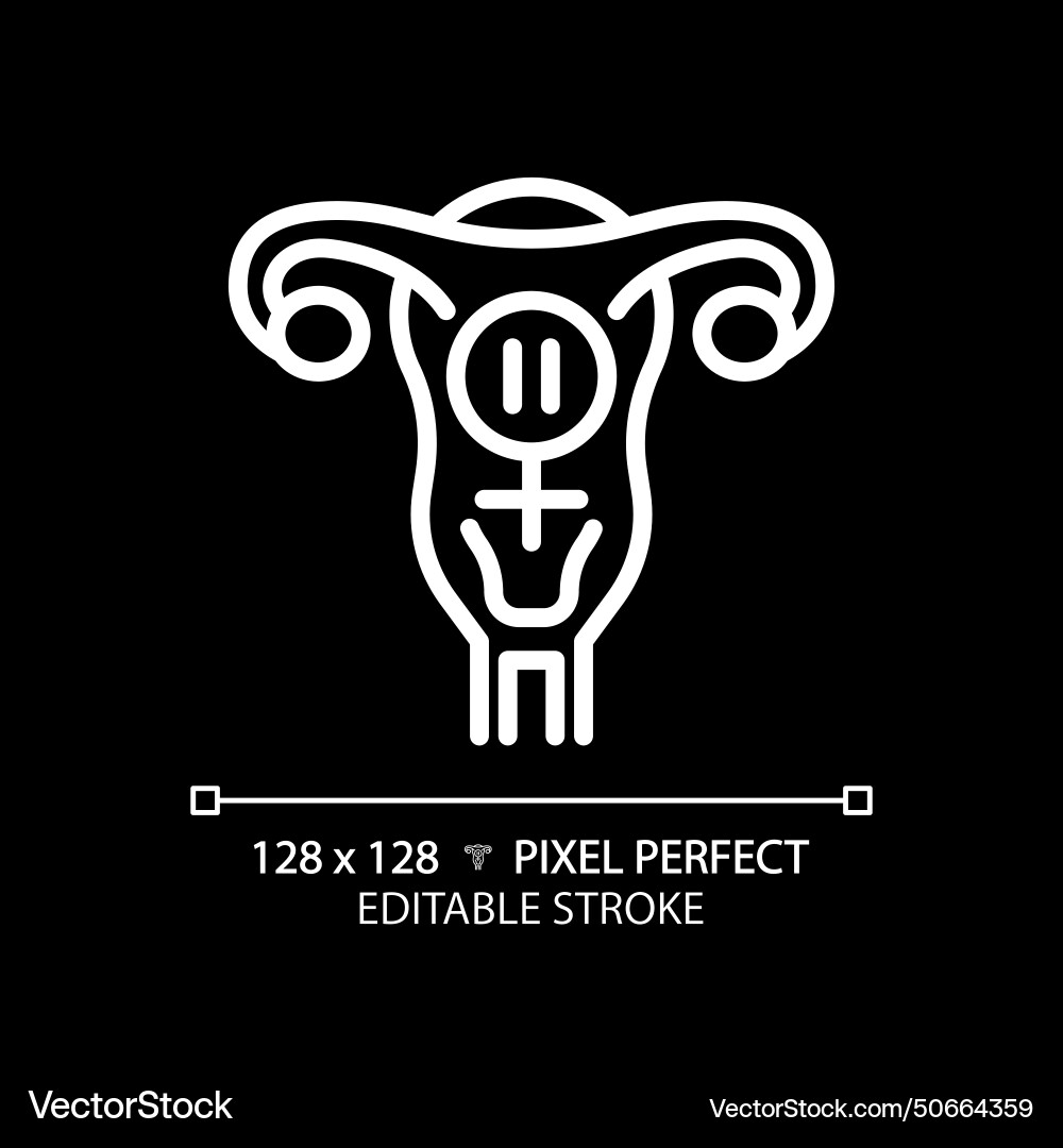 Female menopause white linear icon for dark theme Vector Image
