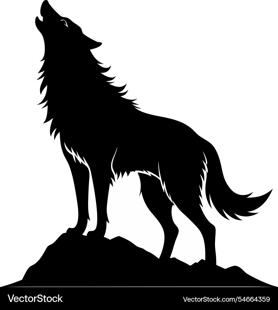 Majestic howling wolf silhouette Royalty Free Vector Image