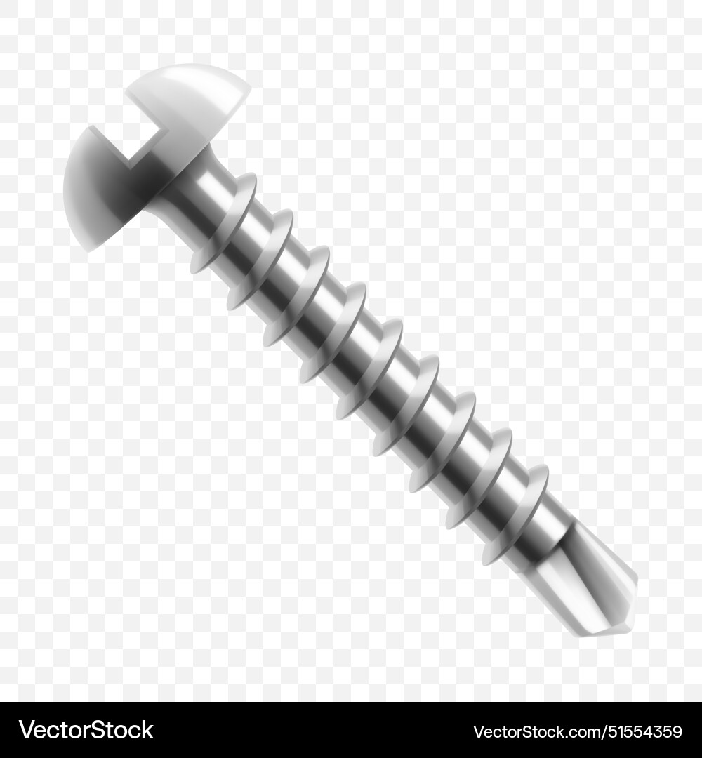 Metal self-tapping screw isolated on transparent Vector Image