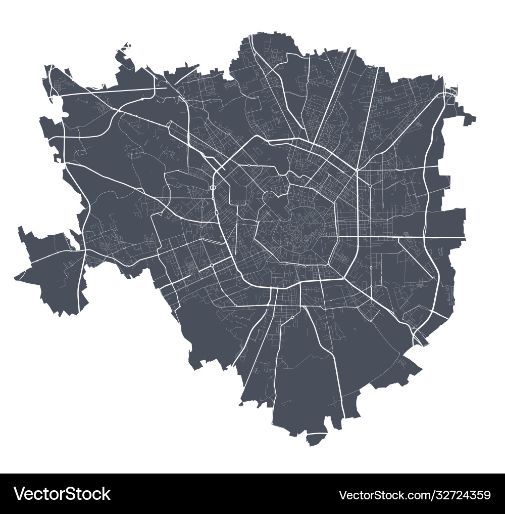 Milan map detailed city poster Royalty Free Vector Image