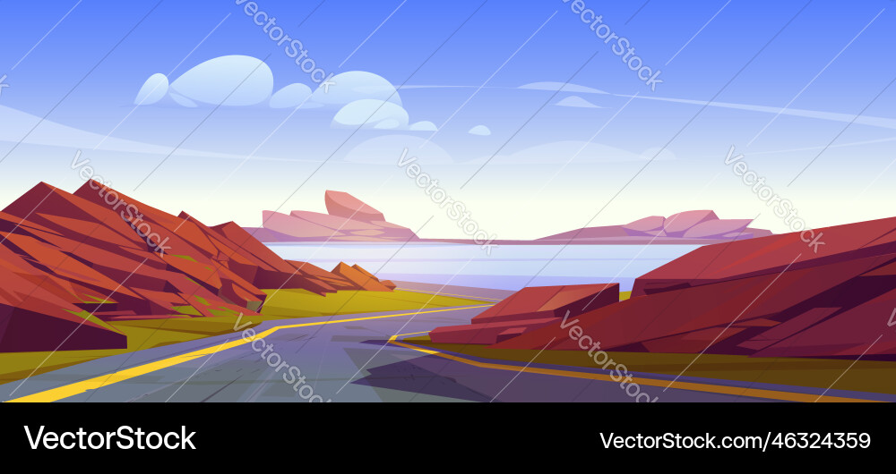 Mountain view road cartoon landscape background Vector Image