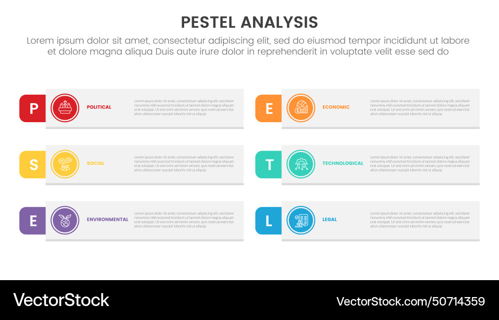 Pestel business analysis tool framework Royalty Free Vector