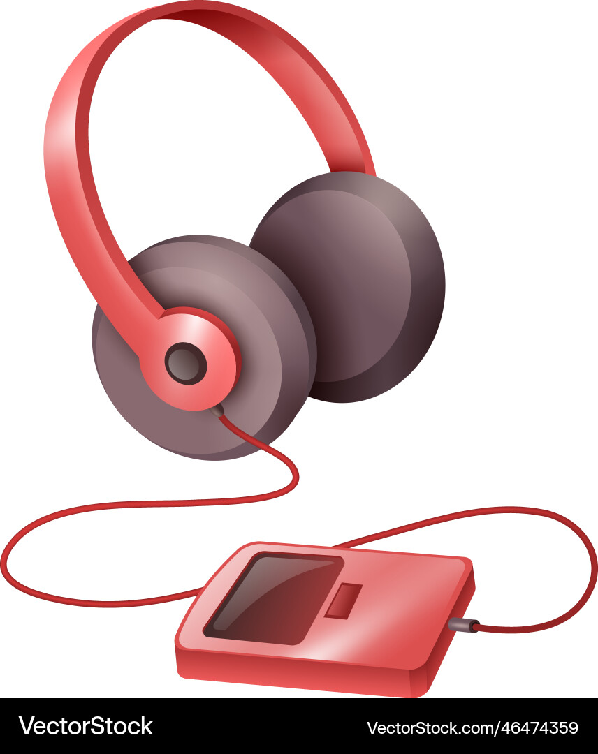Pink MP3 Player with Headphones Royalty Free Vector Image