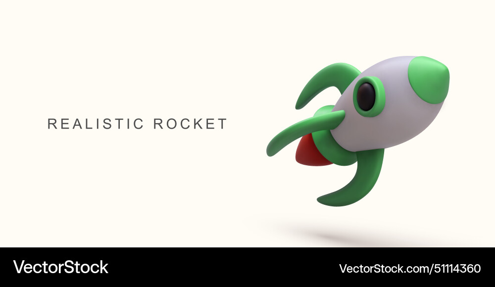3d realistic rocket on white background Royalty Free Vector