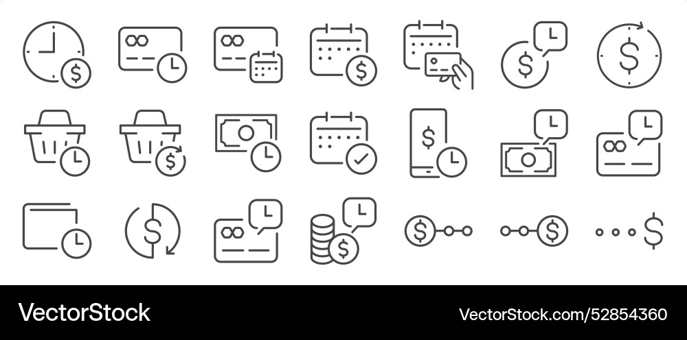Bezahlen Sie später Icon-Set Lizenzfreies Vektorbild
