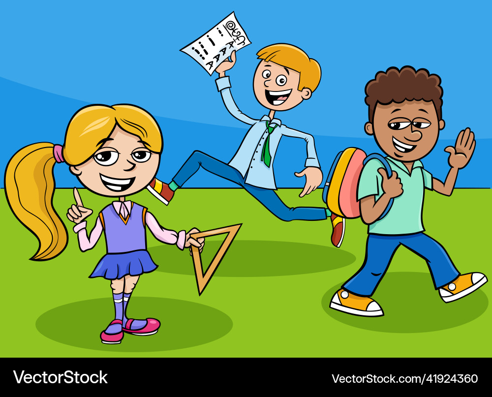 Children back to school cartoon set Royalty Free Vector