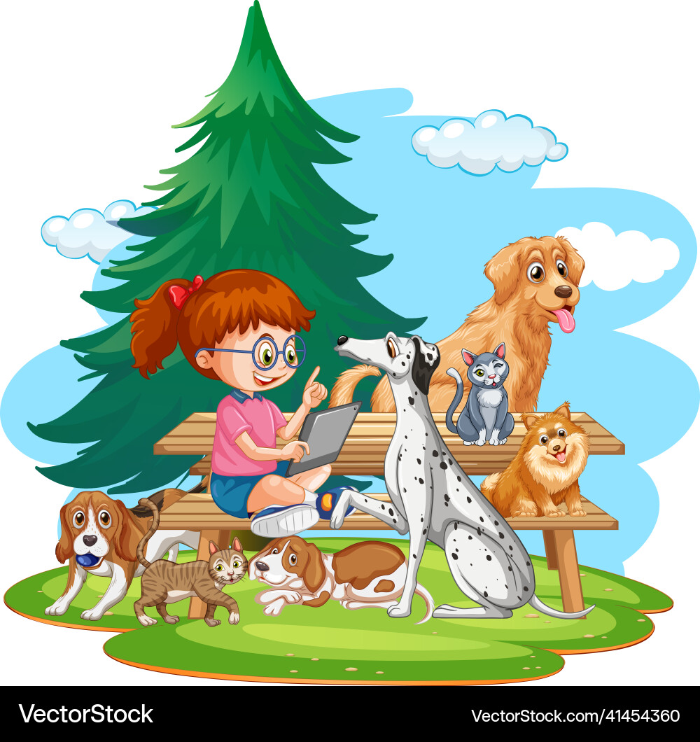 Children playing with many dogs Royalty Free Vector Image