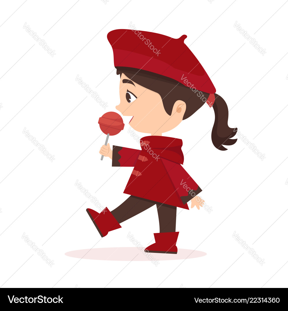Cute girl eating candy Royalty Free Vector Image