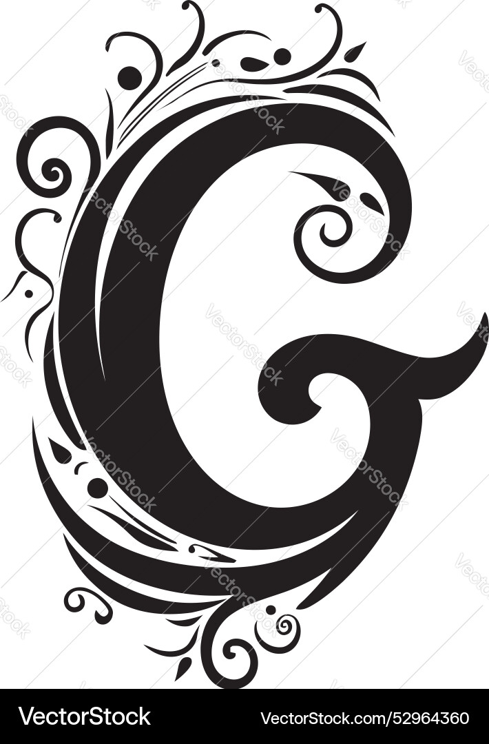 Gossamer symphony ethereal letter g decor Vector Image