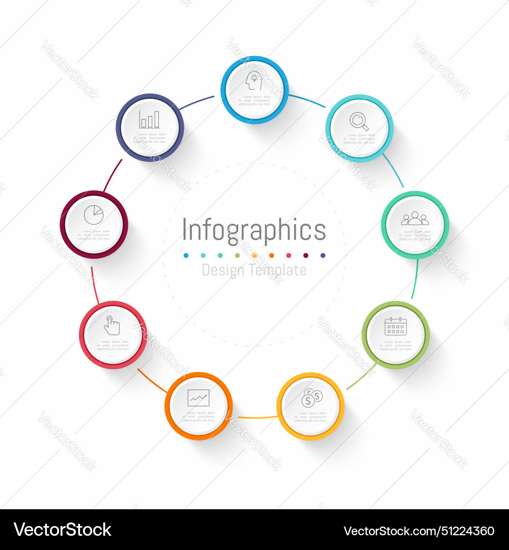 Infographic 9 options design elements Royalty Free Vector