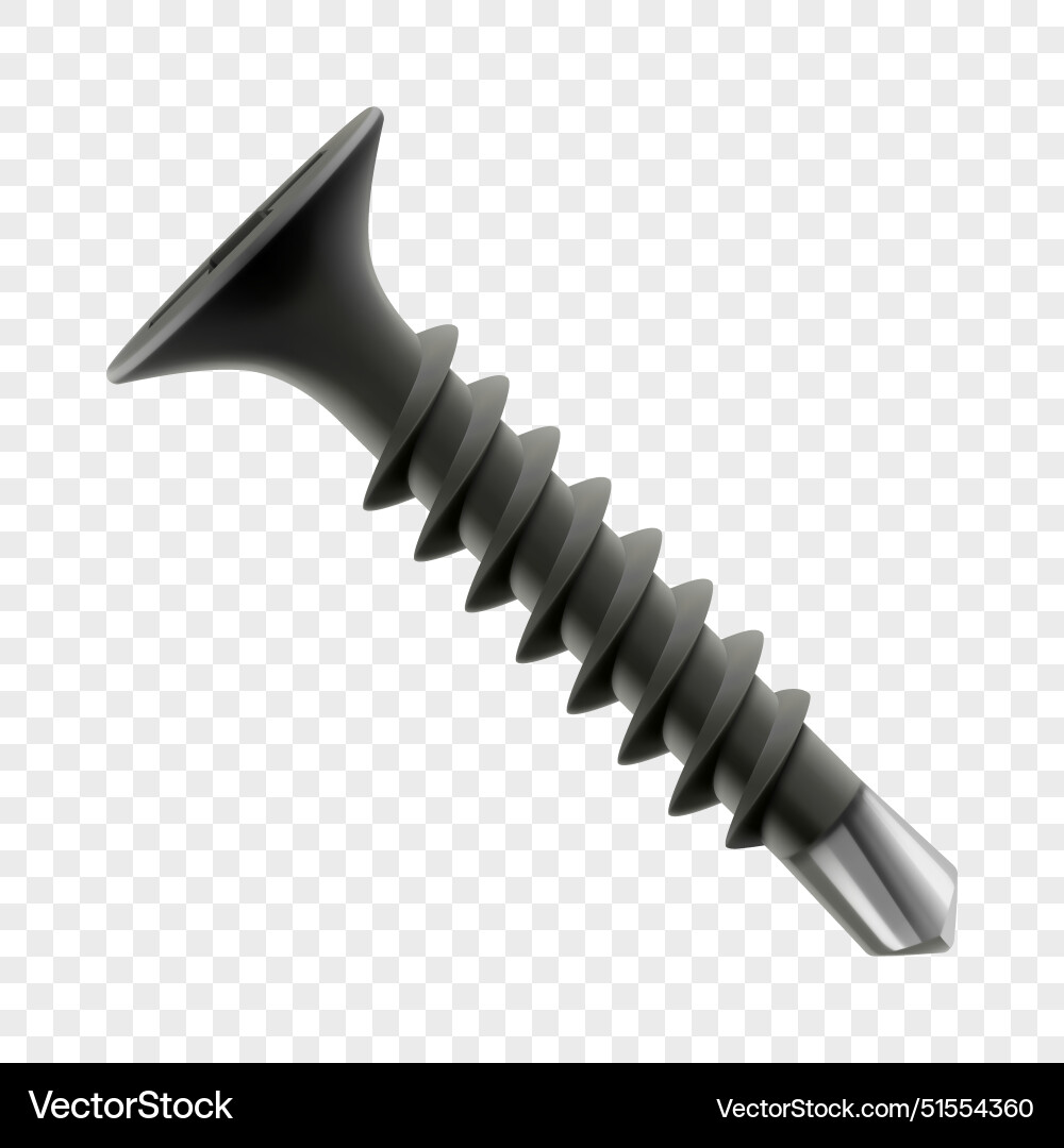 Metal self-tapping screw isolated on transparent Vector Image