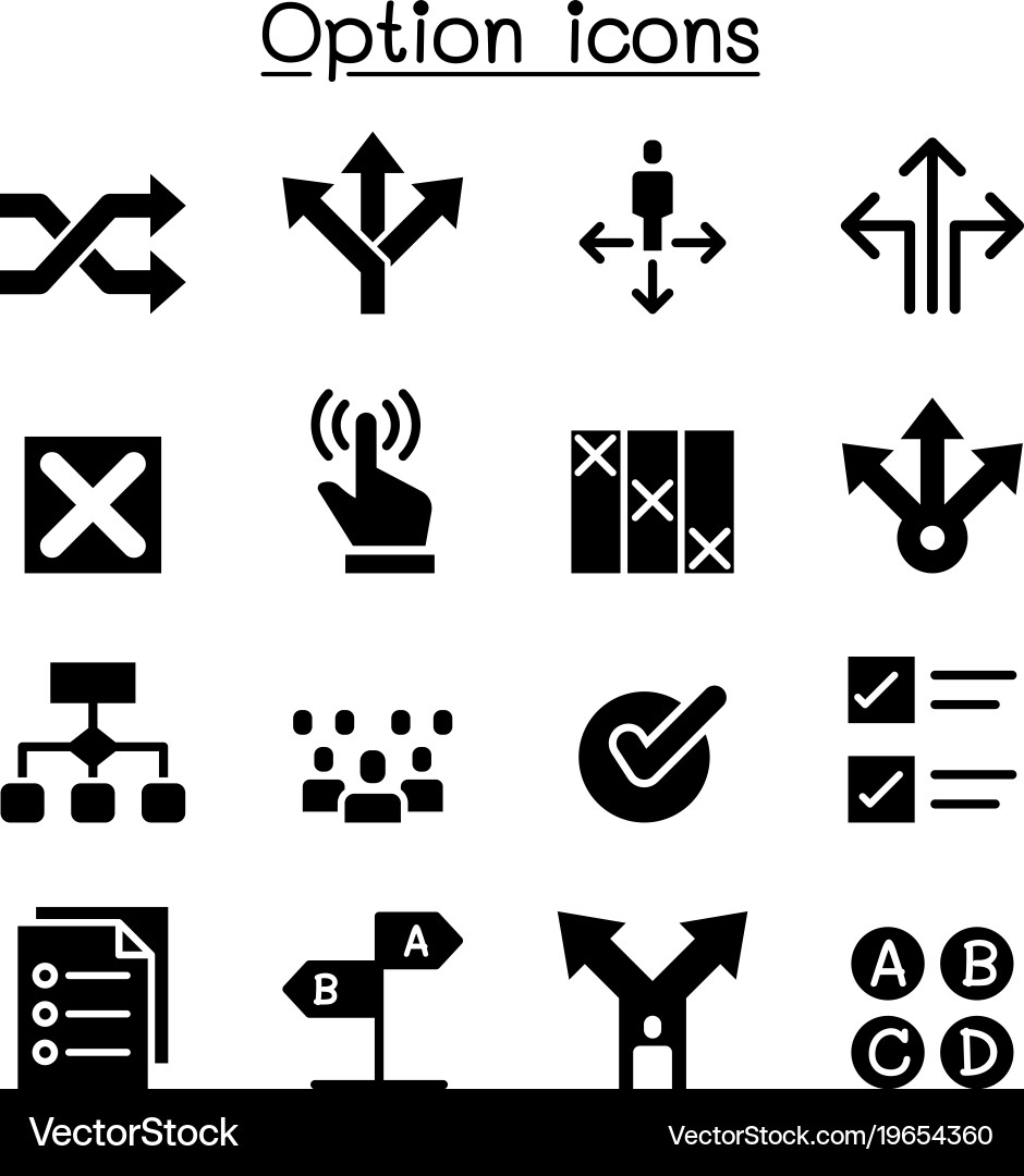 Option choice selection icon set Royalty Free Vector Image