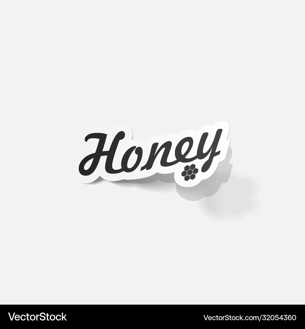Realistic paper sticker honey Royalty Free Vector Image