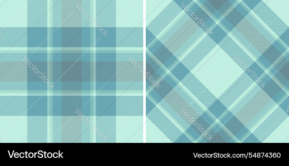 Stylish teal and mint green plaid patterns Vector Image