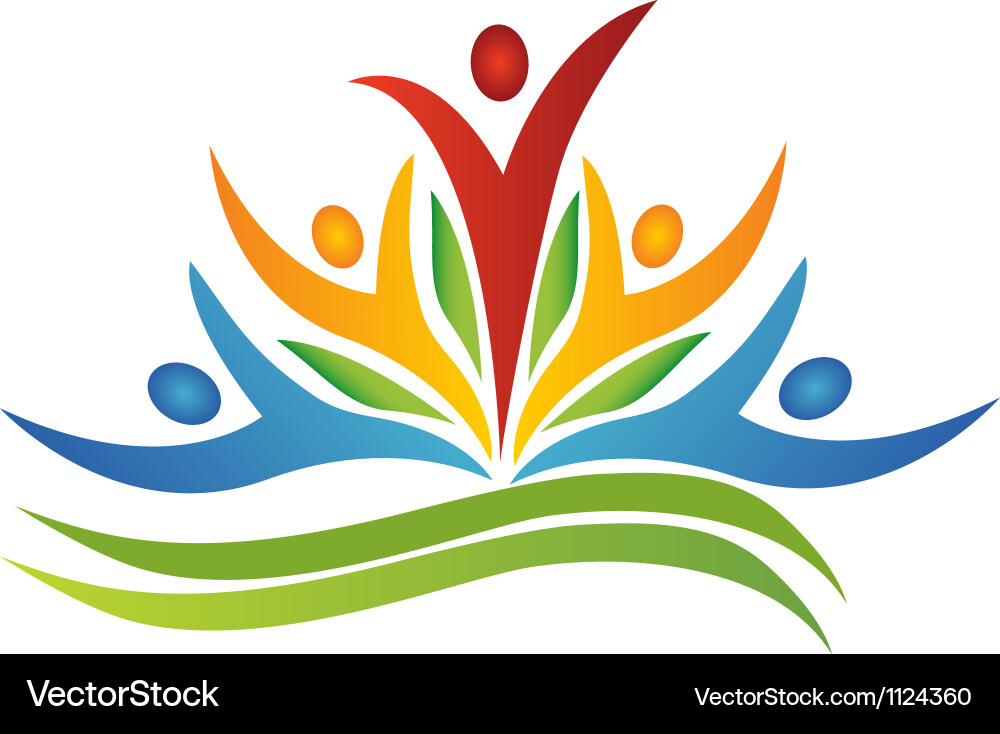 Teamwork flower with leafs logo Royalty Free Vector Image