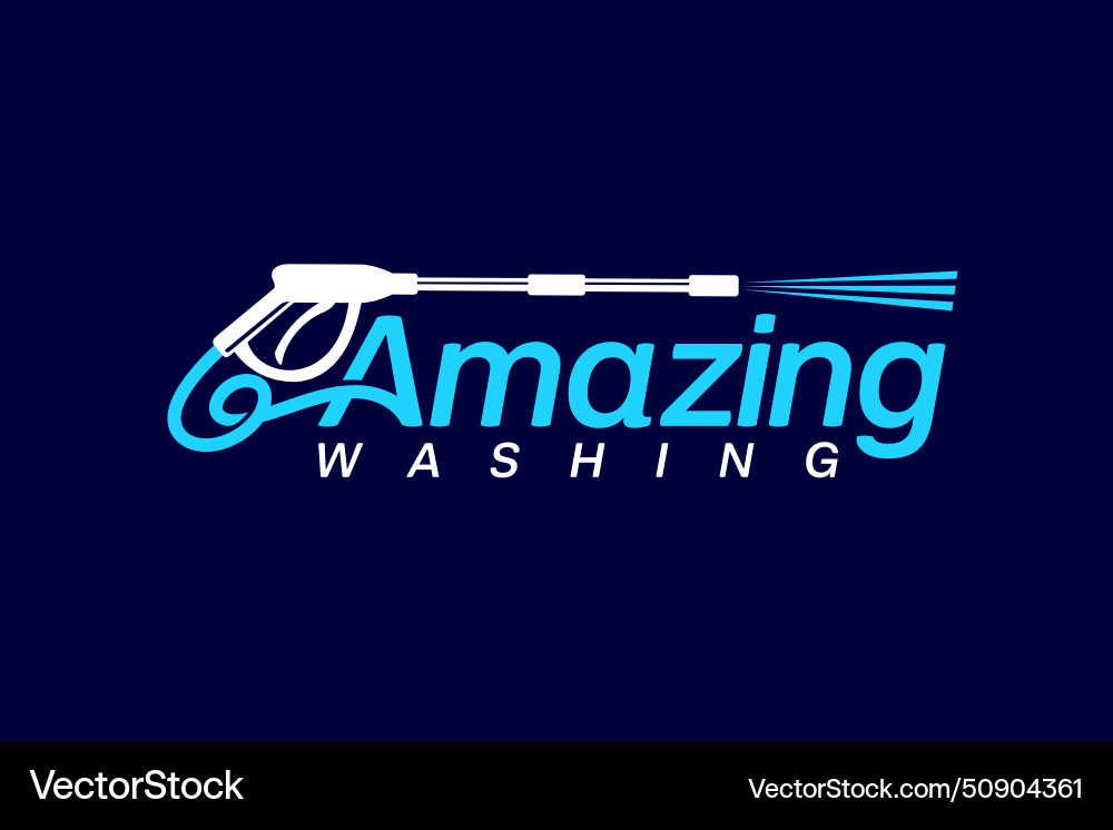 Amazing washing lettering logo wash Royalty Free Vector