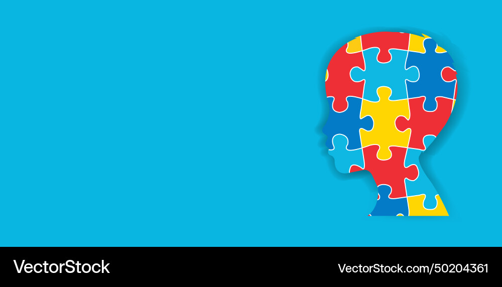Autism awareness day human head profile Royalty Free Vector