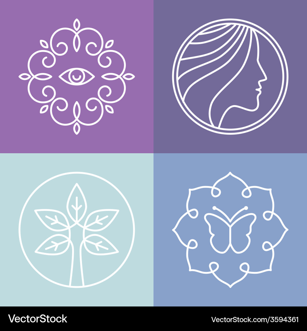 Beauty and spa line logos Royalty Free Vector Image