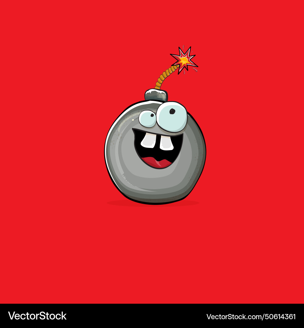 Cartoon burning bomb characters isolated on red Vector Image
