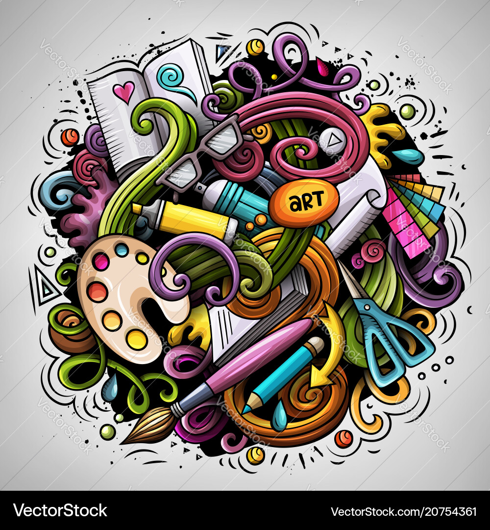 Cartoon doodles art and design Royalty Free Vector Image
