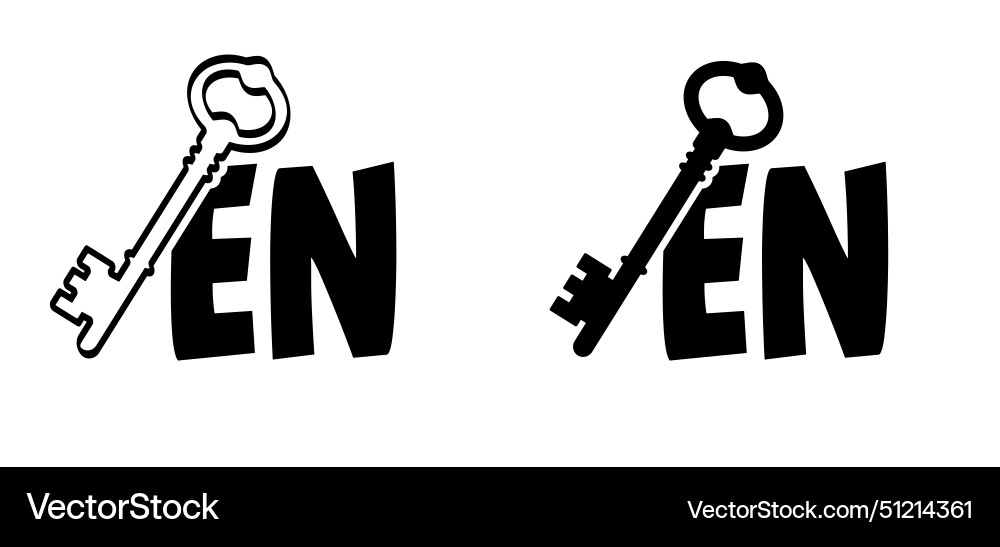 Cartoon slogan open with key symbol Royalty Free Vector