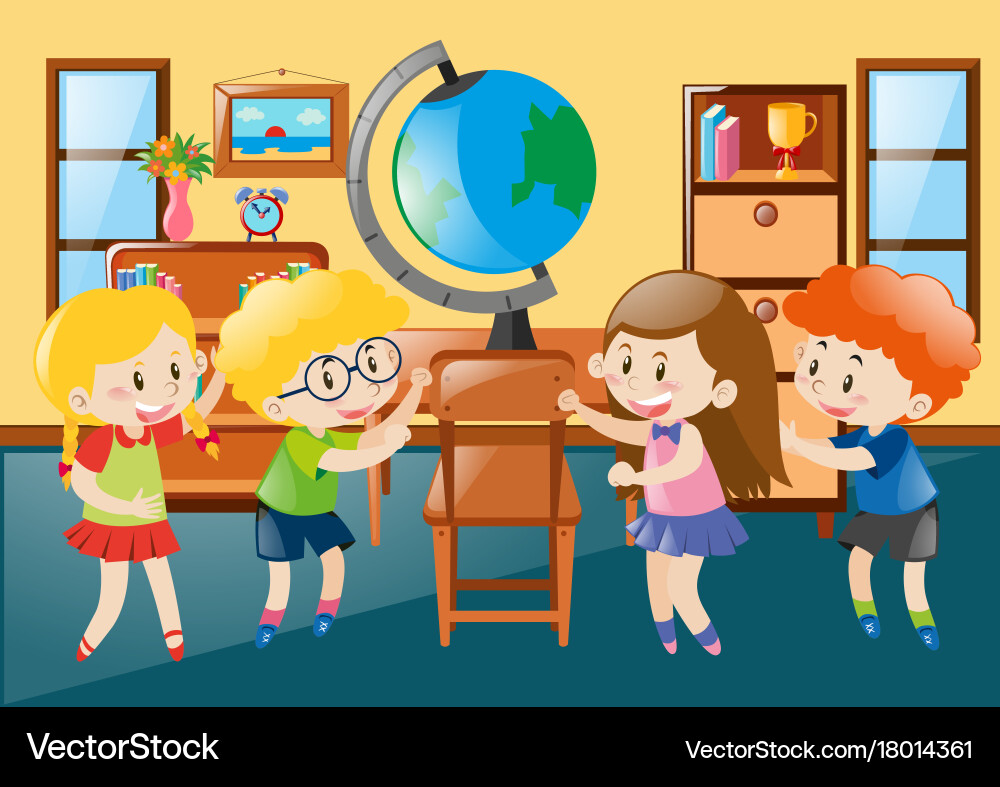 Children in geography classroom Royalty Free Vector Image