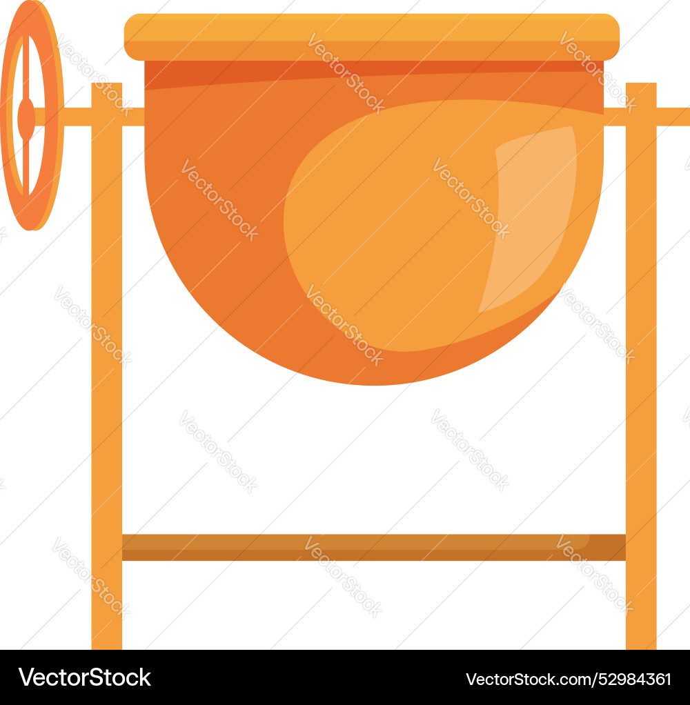 Concrete mixer machine standing on wooden legs Vector Image