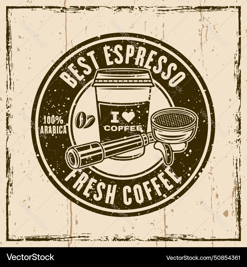 Espresso coffee round emblem logo badge Royalty Free Vector