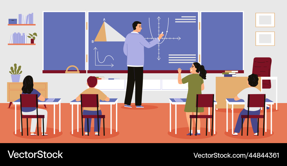 Flat school teacher Royalty Free Vector Image - VectorStock