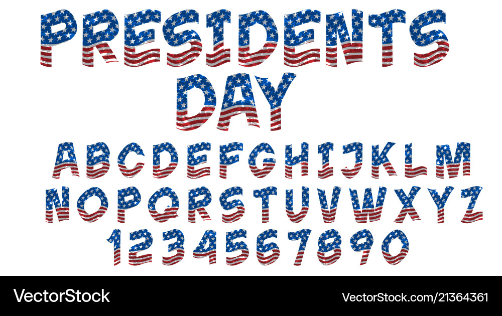 Grunge font with american flag alphabet Royalty Free Vector