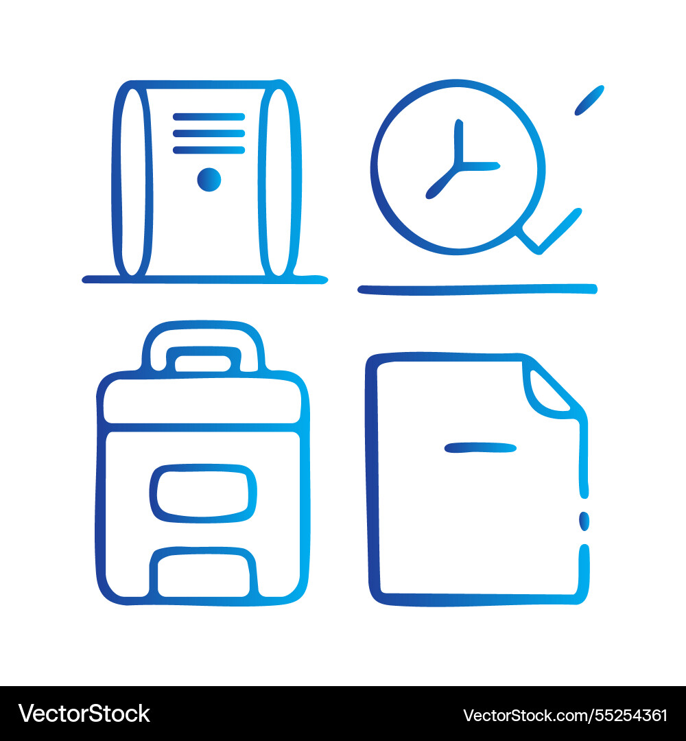 Office icons set business work symbols Royalty Free Vector