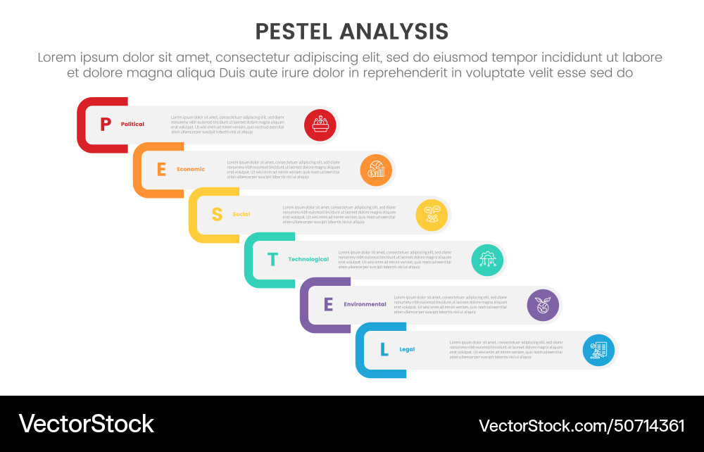 Pestel business analysis tool framework Royalty Free Vector