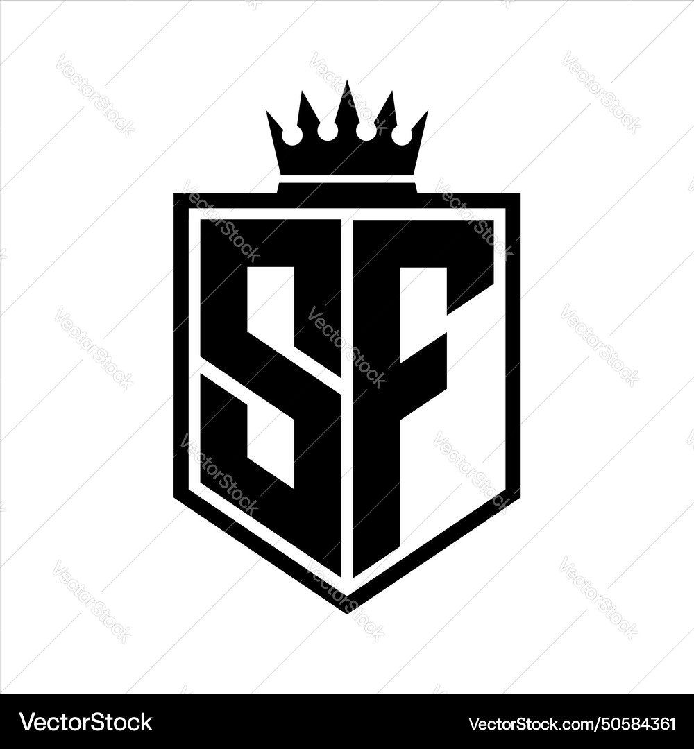Sf logo monogram bold shield geometric shape Vector Image
